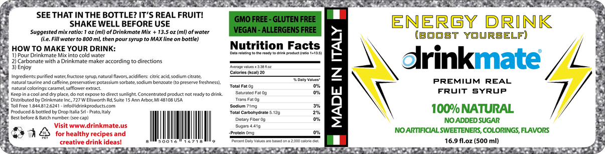 Energy Drink Premium Italian Syrup – Drinkmate USA