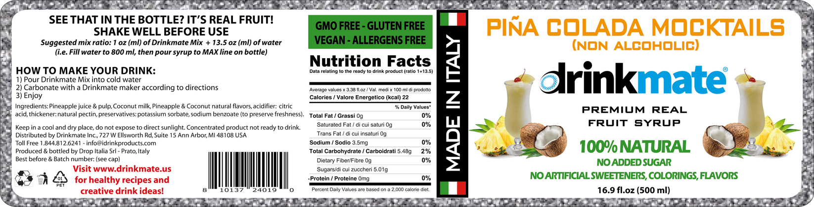 Pina Colada Premium Italian Syrup (Non-Alcoholic) – Drinkmate USA